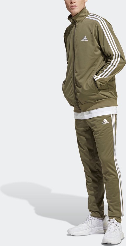 adidas Sportswear Basic 3-Stripes Tricot Trainingspak - Heren - Groen ...