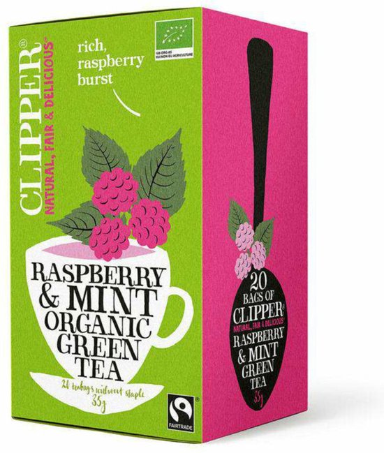 Clipper - Organic green tea raspberry-mint - 20 zakjes | bol