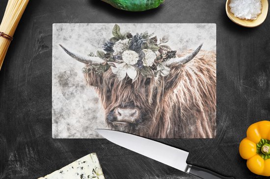 Glazen Snijplank - 28x20 - Schotse hooglander - Rook - Flora ...