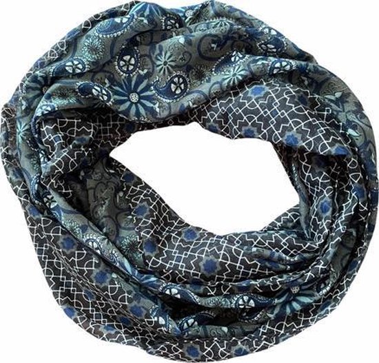 Sarlini | Snood Ronde Blauw/Olive Dames colsjaal Paisley | bol