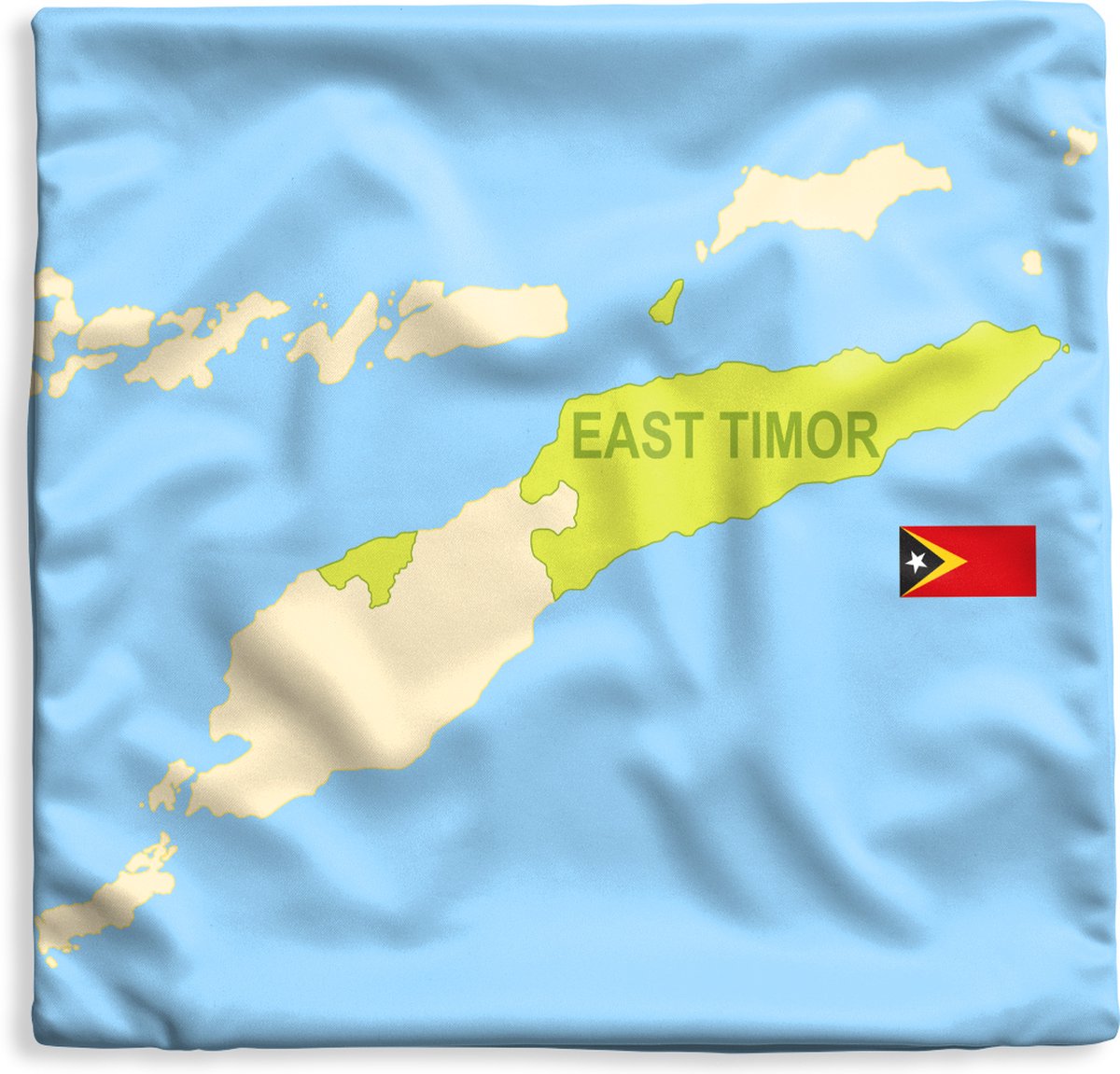 Kussenhoes 45x45 cm - een groene kaart van Oost-Timor met de vlag ...