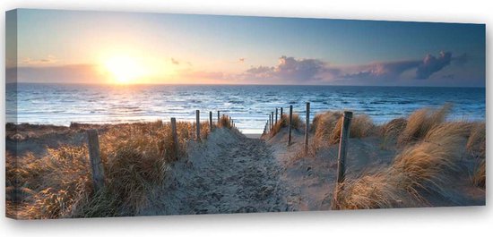 Trend24 - Canvas Schilderij - Zonsondergang Op Het Strand Door De Zee - Schilderijen... | bol.com