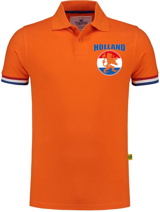 Luxe grote maten Holland supporter polo oranje met leeuw vlagcirkel op ...