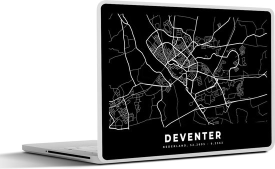 Laptop sticker - 14 inch - Kaart - Deventer - Zwart - 32x5x23x5cm ...