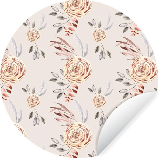 WallCircle - Muurstickers - Behangcirkel - Rozen - Goud - Patroon - 80x80 cm -... | bol.com