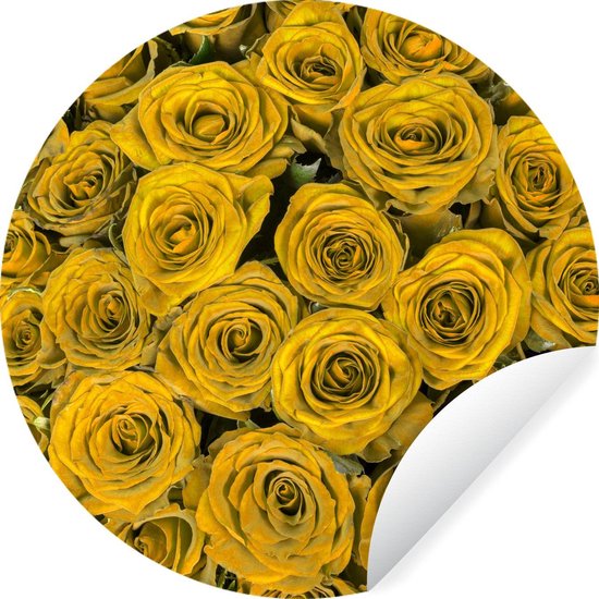 WallCircle - Muurstickers - Behangcirkel - Rozen - Geel - Boeket - ⌀ 120 cm -... | bol