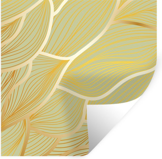 Muurstickers - Sticker Folie - Gouden golven op een groene achtergrond ...