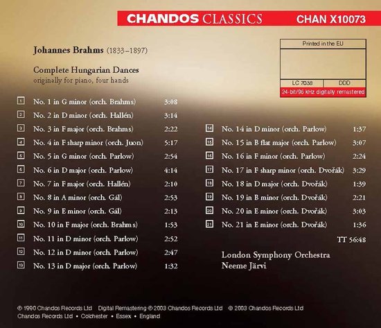 London Symphony Orchestra - Brahms: Complete Hungarian Dances (CD), Neeme Järvi | Muziek | bol