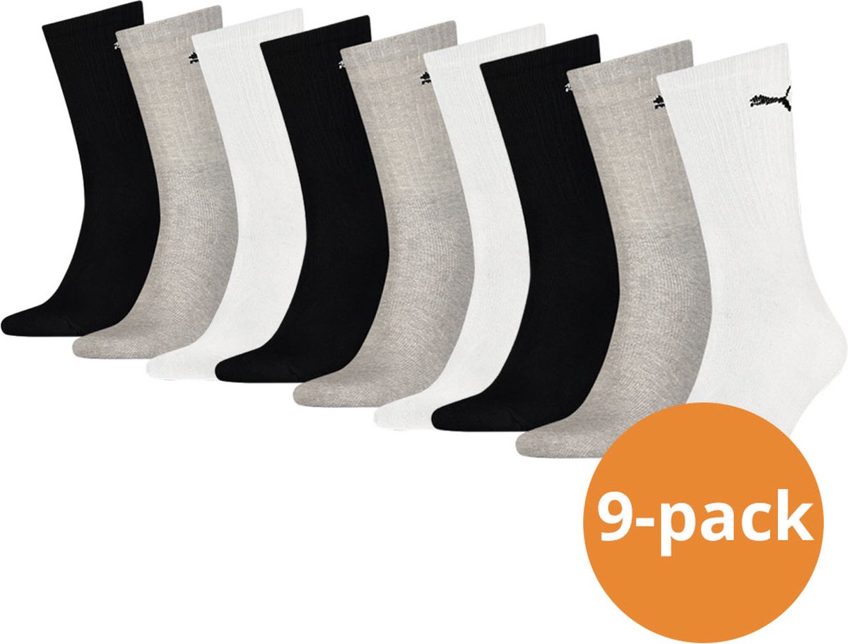 Puma Sportsokken Zwart Grijs Wit - 9 paar Puma Sport Sokken - Unisex ...