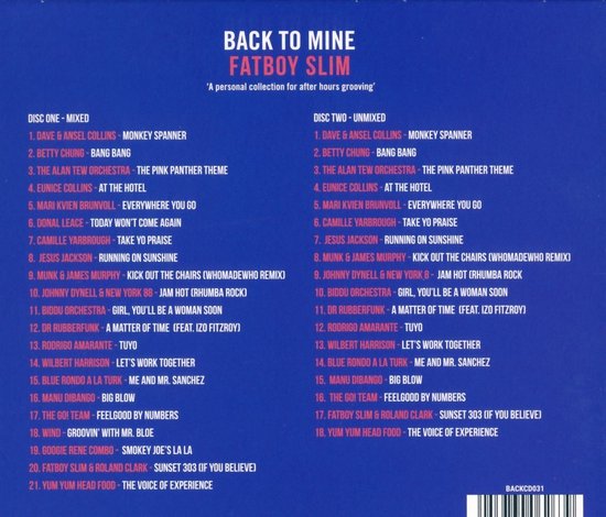 Fatboy Slim Back To Mine - CD uit 2020 - Compilatie van downbeat ...