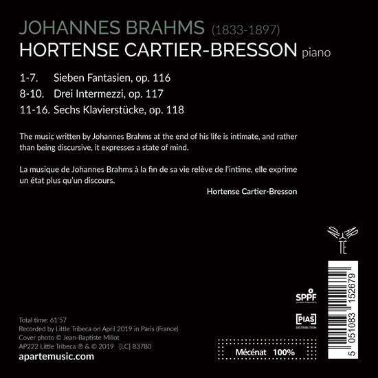 Hortense Cartier-Bresson - Brahms: Fantasies Op.116 | Intermezzi Op.117 ...