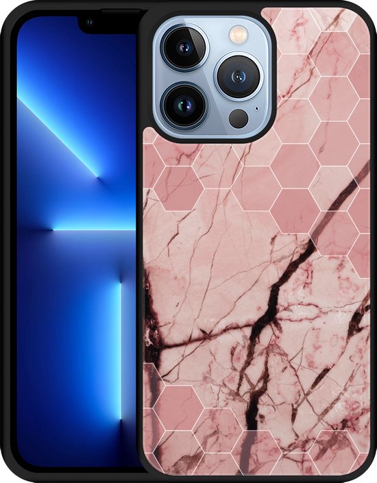 Iphone 13 Pro Hoesje Design Op Glas Pink Marble Designed By Cazy