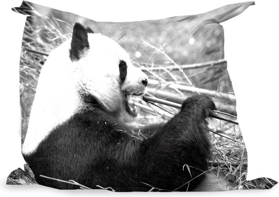 Pouf PillowMonkey - Grand panda dans la nature - noir et blanc ...