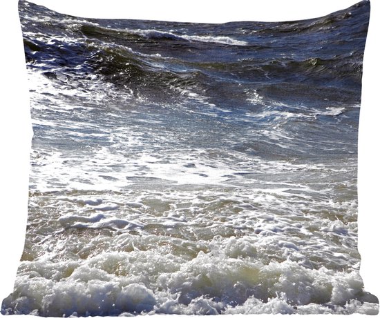Sierkussen - Noordzee Water Golven - Blauw - 50 Cm X 50 Cm | bol.com