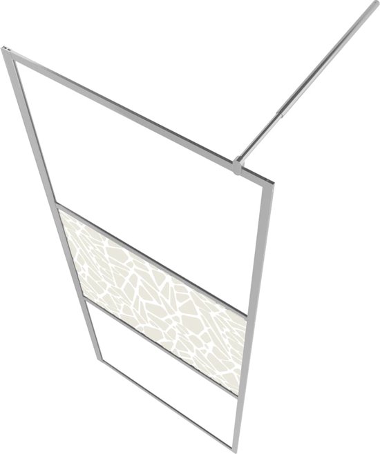 vidaXL Inloopdouchewand met stenenmotief 140x195 cm ESG-glas ...