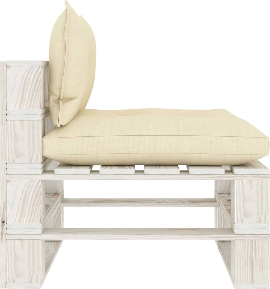 vidaXL Tuinmiddenbank met crèmekleurige kussens pallet hout - Pallet ...