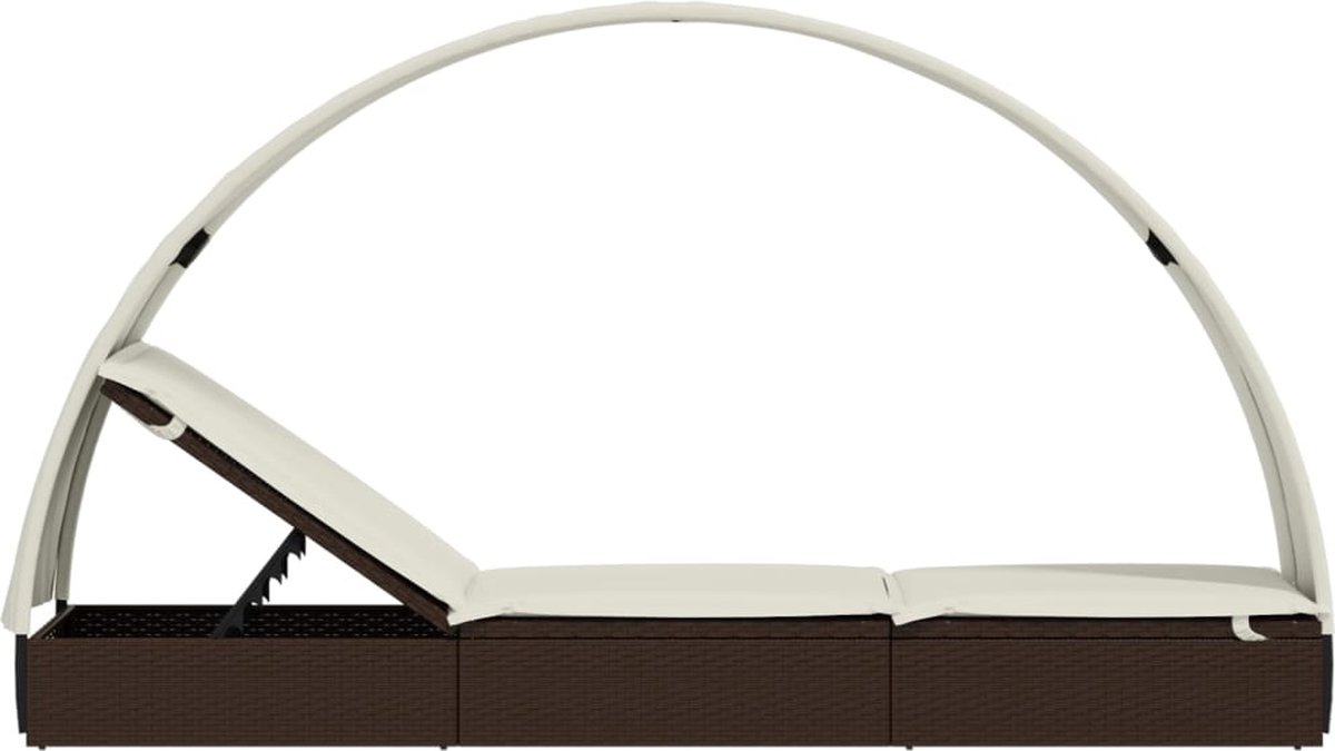 vidaXL Ligbed Rond Dak Bruin PE rattan 211 x 57 x 140 cm Verstelbare ...
