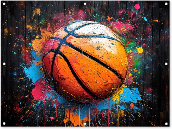Tuinposter 120x90 cm - Tuindecoratie - Graffiti - Basketbal - Verf ...