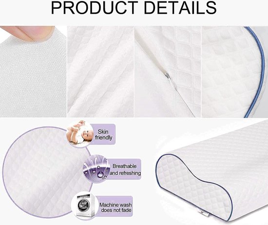 Ergonomisch slaapkussen, traagschuim hoofdkussen, neksteunkussen, in hoogte... | bol