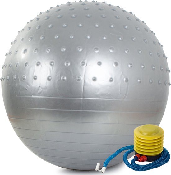 Playos® - Yogabal - 65 cm - Grijs - inclusief Pompje - met Reliëf ...