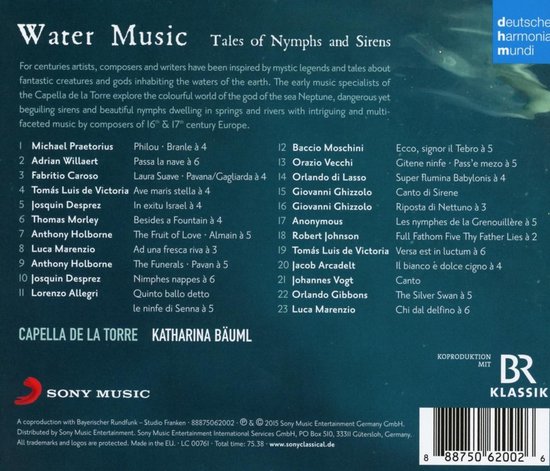Water Music - Tales Of Nymphs, Capella De La Torre | Muziek | bol