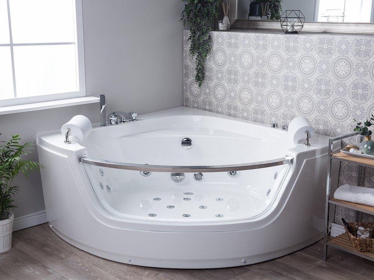 Beliani MANGLE - Hoekbad whirlpool - Wit - Acryl | bol.com