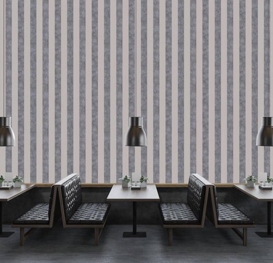 TRADITIONEEL STREPEN BEHANG - Metallic Zwart Grijs - AS Creation ...