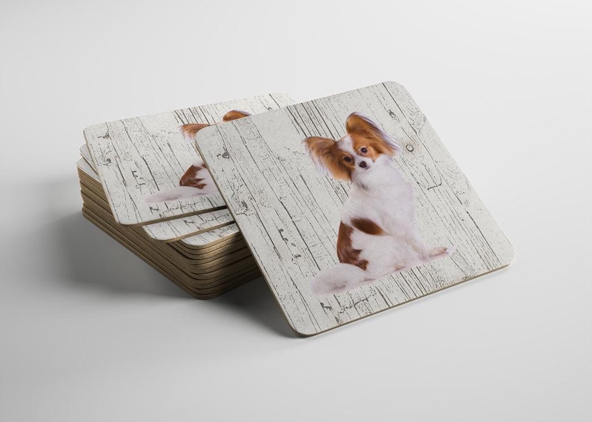 Hond Vlinderhond | Houten Onderzetters 6 Stuks | bol.com