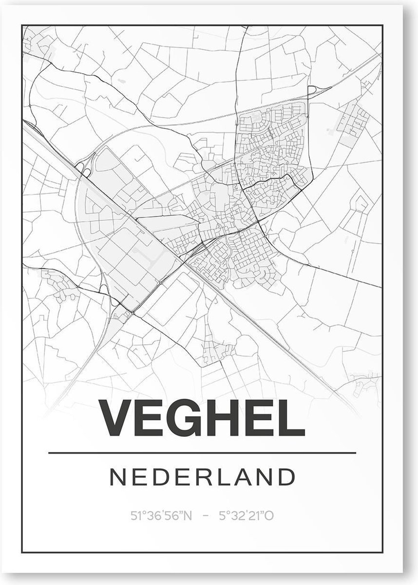Poster/plattegrond VEGHEL - 30x40cm | bol.com