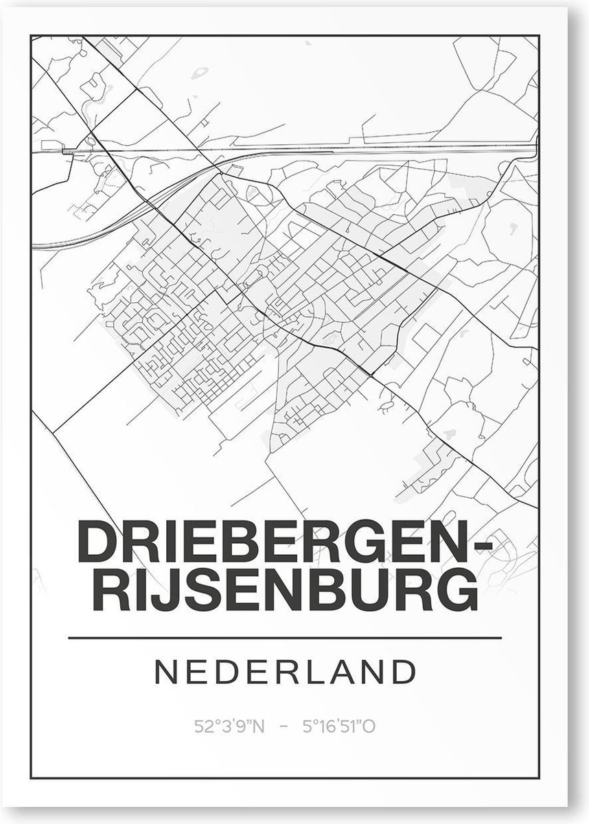 Poster/plattegrond DRIEBERGEN-RIJSENBURG - A4 | bol.com