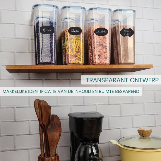 Belle Vous 4 Pak Voedsel Opslag Containers met Labels & Marker - 4 L ...