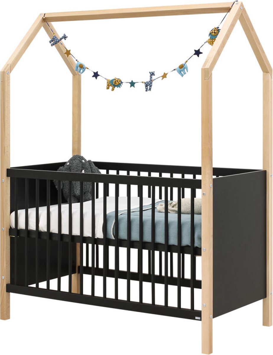 ToiToiKids Homy bed 60x120 - Mat Zwart/Naturel | bol