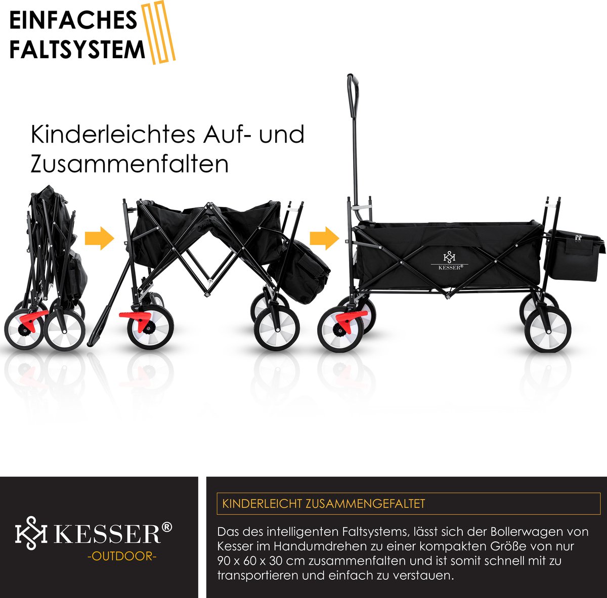 KESSER® Bolderkar opvouwbaar Bolderwagen tot 100 kg draagvermogen - Strandkar met... | bol