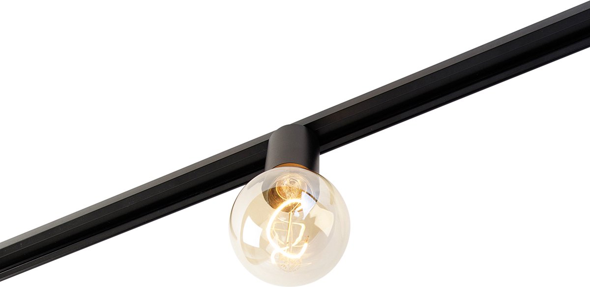 QAZQA E27 fitting met rail ophanging voor 1-fase rail zwart - Jeana | bol