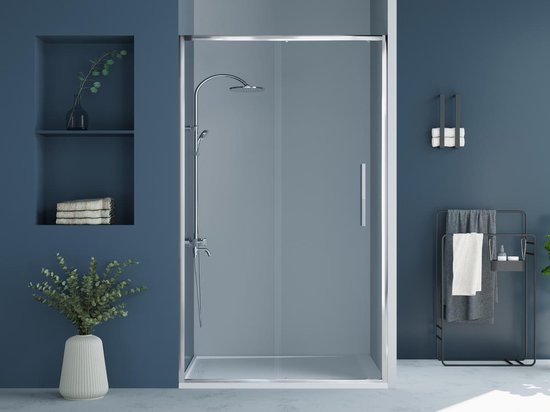 Shower & Design Douchedeur in industriële stijl - Chroom - 120 x 195 cm ...