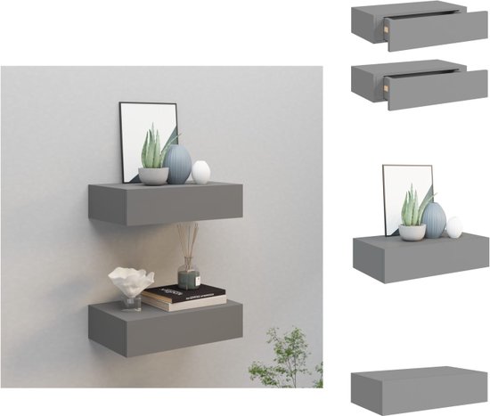 vidaXL Schap met lade - MDF en metaal - 40 x 23.5 x 10 cm - Wandsteun | bol