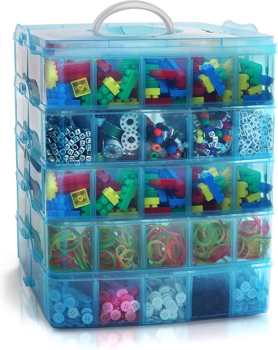 5 niveaus blauwe sorteerdozen voor kleine onderdelen met 50 verstelbare ...