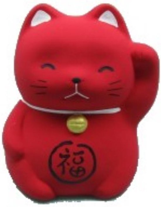 Fine Asianliving Lucky Cat Maneki Neko Mini Rood | bol.com
