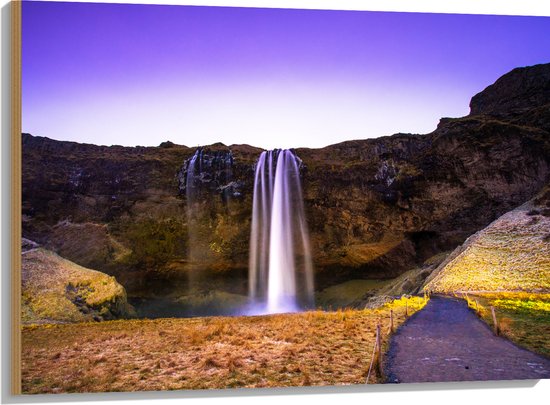 Hout - Pad langs Rotsen met Watervallen - 100x75 cm - 9 mm dik - Foto ...