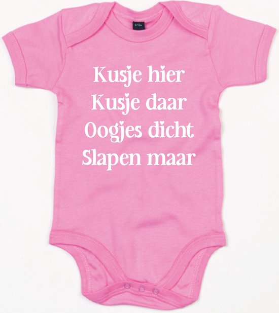 Baby Romper Kusje Hier Kusje Daar - 12-18 Maanden - Bubble Gum Pink ...