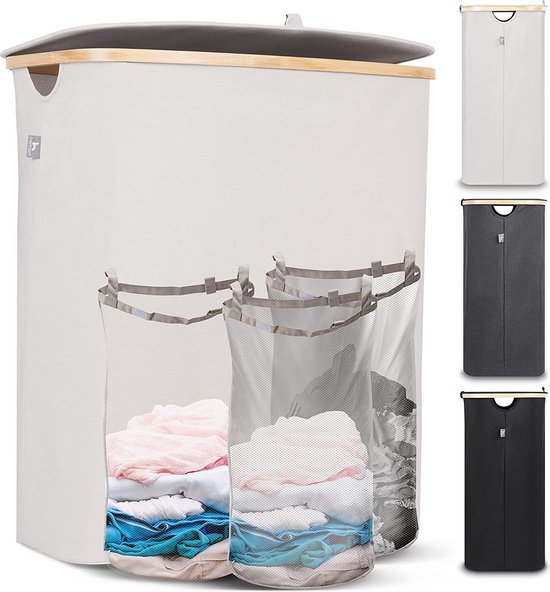 Hennez Wasmand Opbergmand 150L 3 compartimenten met deksel - Waszak ...