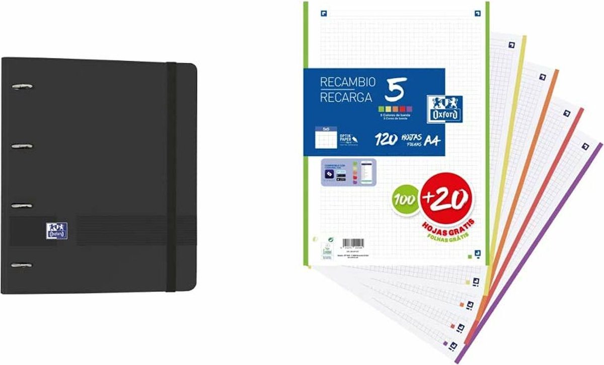 Ringmap Oxford Navulling (100 Lakens) Zwart A4 | bol.com