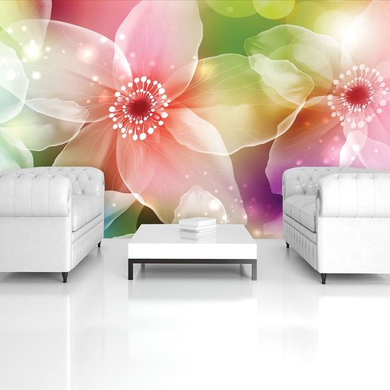 Fotobehang - Vlies Behang - Bloemen in Regenboogkleuren - 254 x 184 cm | bol
