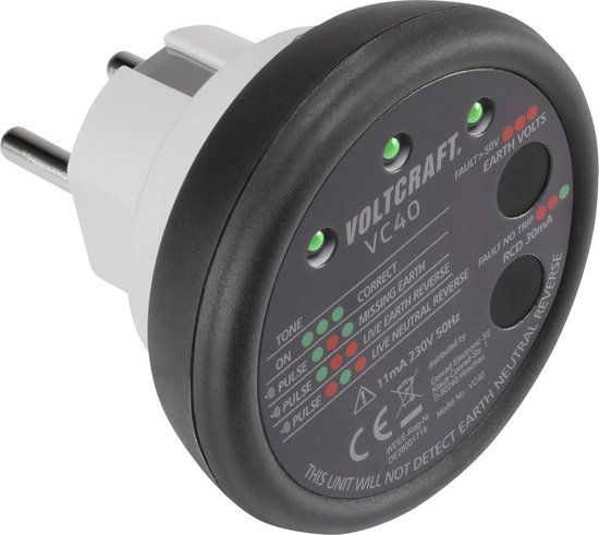 VOLTCRAFT VC40 SE Stopcontacttester CAT II 300 V | bol.com