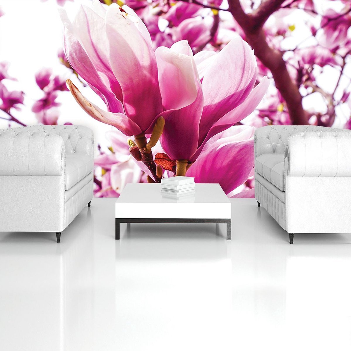 Fotobehang - Vlies Behang - Roze Magnolia - Bloem - 416 x 254 cm | bol.com