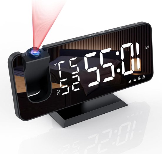 Digitale Klok Projector Wekker met Radio - USB-wekker met Dubbel Alarm ...