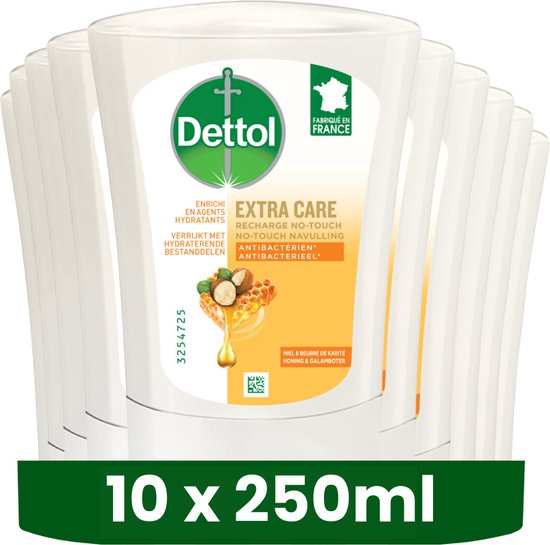 Dettol No-Touch Navulling Handzeep - Extra Care Honey & Sheabutter 250ML - 10 Stuks -... | bol