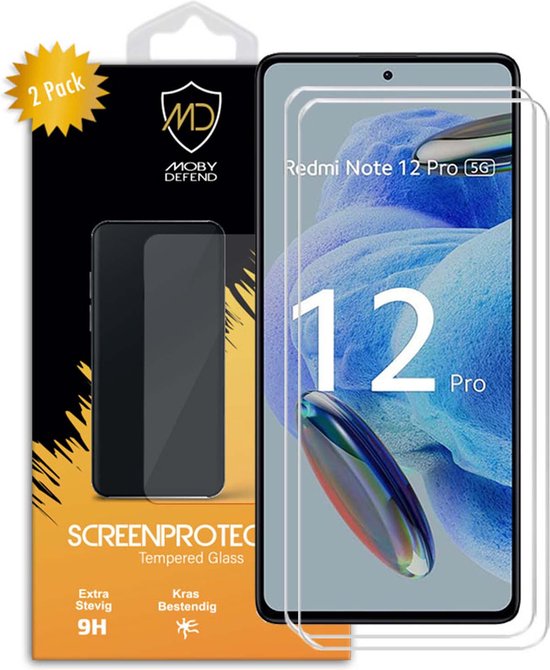 2-Pack Xiaomi Redmi Note 12 Pro 5G Screenprotectors - MobyDefend Case ...