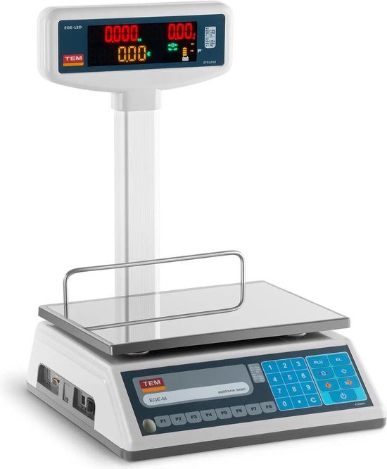TEM - Prijs rekenweegschaal met LED hoog display - gekalibreerd - 15 kg / 5g - 30 kg /... | bol