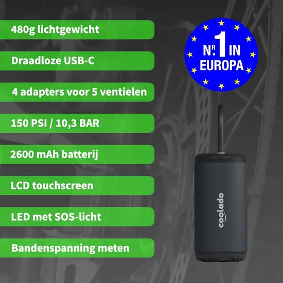 Fietspomp Draadloze Compressor - Bandenpomp | Automatische Instellingen ...
